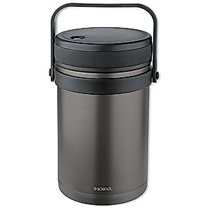 Isosteel Vacuum Food 1.5 L, Dishwasher Proof, 18/8 Stainless Steel, Plus 3 Plastic containers-Suitable for Micro Wave, Titanium Gray, , Grey