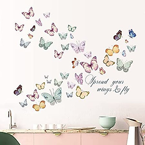BOLENN Wall Stickers self-Adhesive Multicoloured Butterflies Peel and Vinyl Stick Decorative Wall Decals for Bedroom/Living/Nursery/Kindergarten/House for Rent