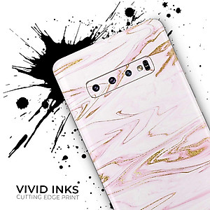 DesignSkinz Rose Pink Marble & Digital Gold Frosted Foil V15 Protective Vinyl Decal Wrap Skin Cover Compatible with The Samsung Galaxy S20 (Screen Trim & Back Glass Skin)