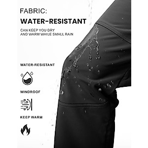 TBMPOY Men's Snow Ski Hiking Pants Waterproof Winter Fleece Lined Pants Camping Skiing Ice Fishing Pants with Belt 01 Thick Black L