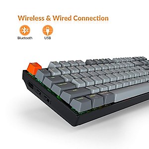 Keychron K8 Hot-swappable Wireless Bluetooth 5.1/Wired USB Mechanical Gaming Keyboard, Tenkeyless 87 Keys Computer Keyboard with Gateron G Pro Blue Switch RGB Backlight N-Key Rollover for Mac Windows