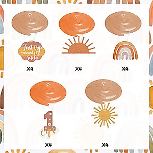 K KUMEED First Trip Around The Sun Birthday Decorations, 20pcs Boho Sun 1st Birthday Ceiling Hanging Swirls, Boho You are My Sunshine Birthday Party Decorations for 1st Birthday Girl, Boy