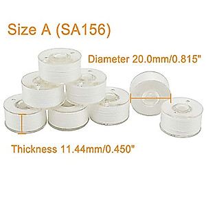 New brothread 25pcs White 60S/2 (90WT) Prewound Bobbin Thread Plastic Size A SA156 for Embroidery and Sewing Machines DIY Embroidery Thread Sewing Thread Cottonized Soft Feel Polyester Thread