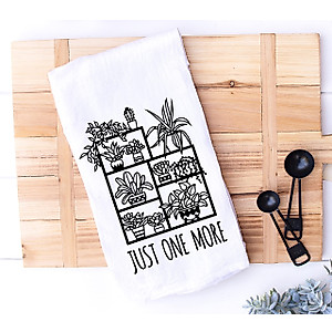 Handmade Funny Kitchen Towel - 100% Cotton Funny Just One More Plant Dish Towel for Plant Lovers - 28x28 Inch Perfect for Housewarming Christmas Mother's Day Birthday Gift (Just One More Plant)