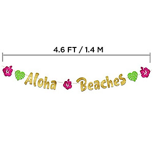 Aloha Beach Luau Themed Glitter Banner - Hawaii - Aloha -Tropical - Tiki - Summer Themed Beach and Pool Party Decoration, Favors & Supplies