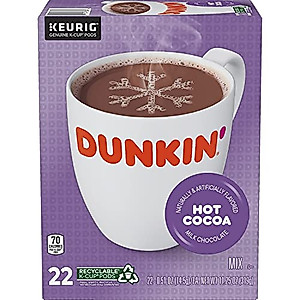 Dunkin' Donuts Milk Chocolate Hot Cocoa, Keurig K-Cup Pods, 22/Box (611227377215) (1261)