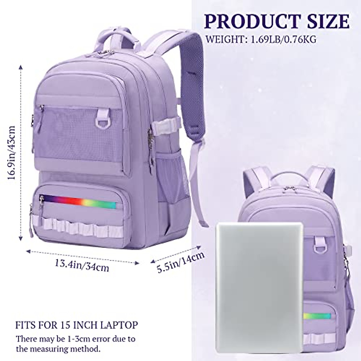 Lanola Laptop Backpack,Business Travel Anti Theft Durable Laptops Backpack,Water Resistant College School Computer Bag for Women & Men Fits 15.6 Inch Laptop and Notebook - Purple