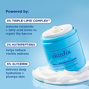 Skinfix Barrier+ Triple Lipid-Peptide Cream: Enriched with Lipids, Peptides, Hyaluronic Acid, and Shea Butter for Brightening, Firming, and Plumping, 1.7 oz