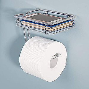 iDesign Classico Metal Wall Mount Toilet Paper Holder with Wire Shelf for Master, Guest, Kid's Bathroom, 7.25" x 5.25" x 5.3", Chrome