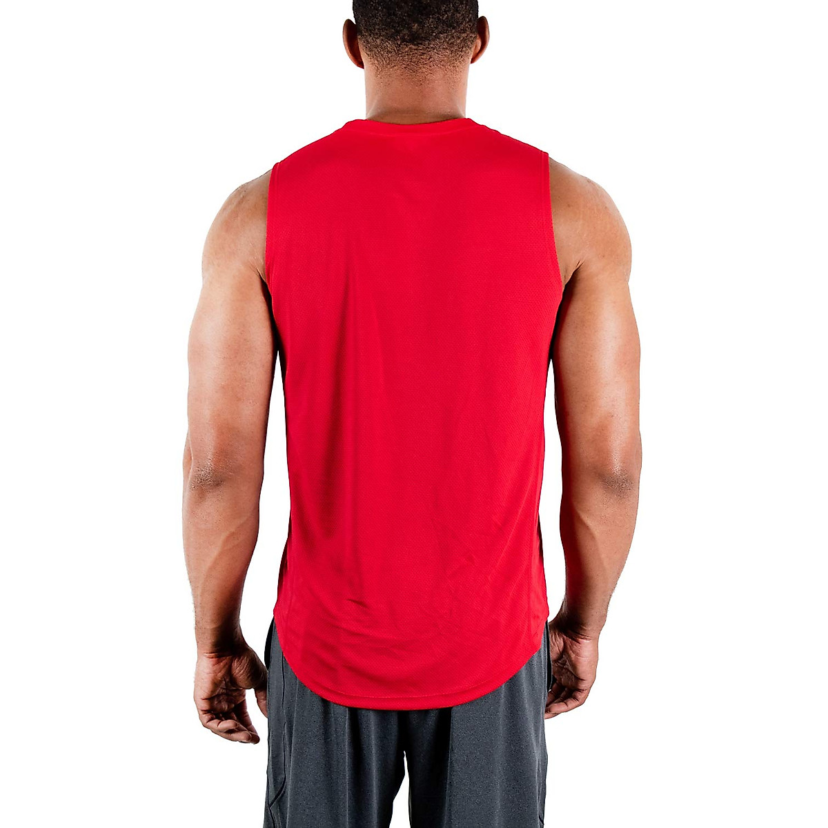 DEVOPS 3 Pack Men's Muscle Shirts Sleeveless Dry Fit Gym Workout Tank Top (Medium, Black/Charcoal/Red)
