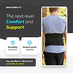 BraceAbility Plus Size Low Back Brace - Compression Lower Back Support Belt for Sciatica, Heavy Lifting at Work, Herniated Disc, Workouts, Sleeping, Lumbar Support, Back Pain in Women and Men (3XL)