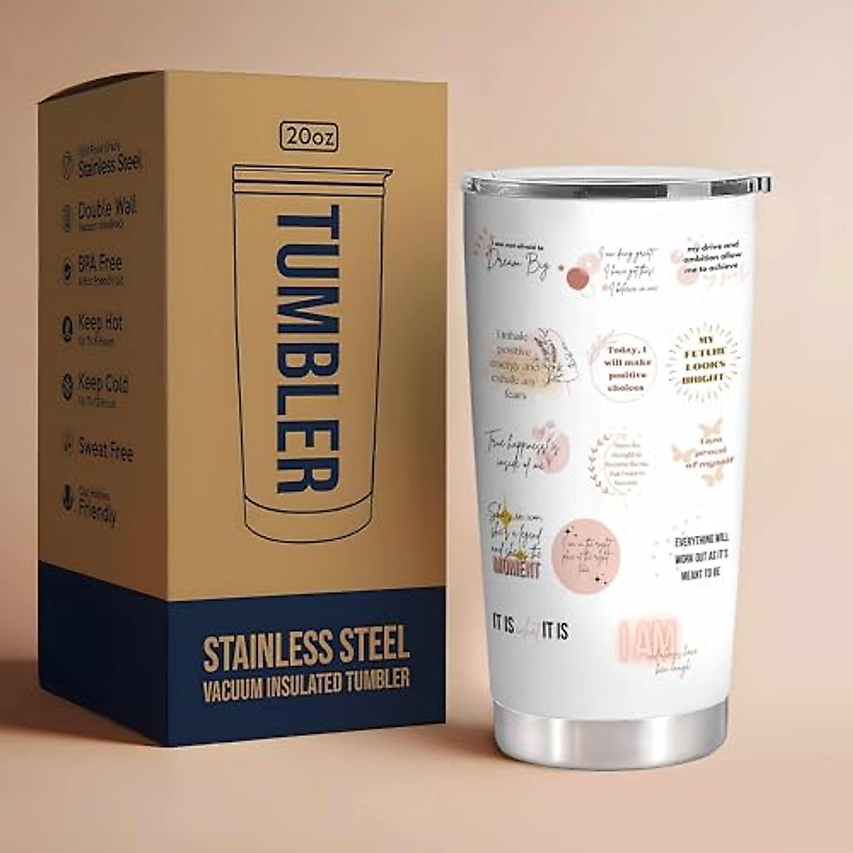 WIPI Positive Affirmation Gifts, Inspirational Tumbler for Wife Mom Grandma and Loved Ones, Affirmation Gifts for Women, Mom Daily Affirmations Cup, Tumblers for Women 20 Oz