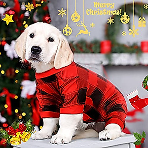 3 Pieces Christmas Dog Pajamas Red Buffalo Plaid Jumpsuit Puppy Bodysuit Pet Pajamas Buffalo Check Cute Apparel Pajamas for Small Medium Dog Cat Chihuahua Puppy Christmas Costume(L (fit 7.7-9.9lbs))