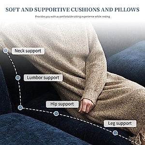 Neylory 118" Convertible Sectional Sofa Couch, Modern Chenille Fabric L Shaped Living Room Furniture Set, 5 Seat Sectional Sofa with Left Chaise & Deep Seat & Super Soft (Navy Blue)