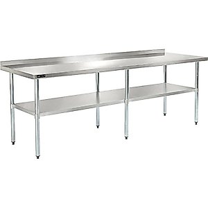 Nexel WB9630BSS Stainless Steel Worktable with Backsplash, 96"W x 30"D x 35"H