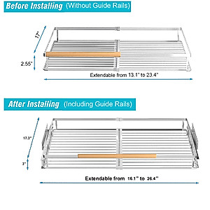 iPEGTOP Pull Out Cabinet Drawer Shelf Organizer, Extendable Sliding Slide Out Pantry Shelves Storage Heavy Duty for Kitchen Cabinets Under Sink, Adjustable Width 16.1~26.4" W x 17.3" D