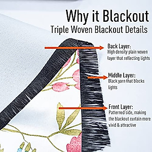 Linentalks Floral Bedroom Curtains 84 Inches Long 2 Panels Set, Farmhouse Thermal Insulated Blackout Curtains for Living Room, Grommet Room Darkening Curtains, Boho Black Out Curtains Green Red Multi