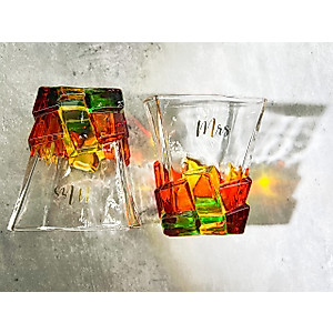 Mrs And Mrs Lesbian Gifts Rainbow Handmade Fused Glass Cubic Icicle Wine Glasses