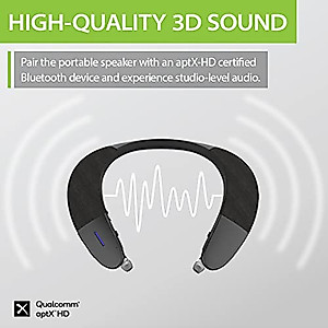 Avantree Torus Wearable Wireless Neck Speaker, Bluetooth 5.0, aptX HD, Low Latency, Personal Neckband Speakers with Retractable Earbuds, Superb Audio Quality, 3D Surround Stereo for Music TV (NB05)