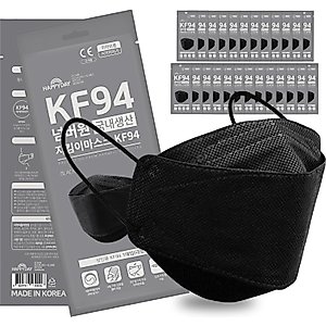 HAPPYDAY , 25 Packs, Made in KOREA Premium KF94 Micro Dust Protection Individually Packaged Black Face Mask Large