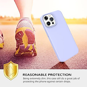 GUAGUA Compatible with iPhone 13 Pro Max Case 6.7 Inch Liquid Silicone Soft Gel Rubber Slim Thin Microfiber Lining Cushion Texture Cover Protective Phone Case for iPhone 13 Pro Max Lilac Purple