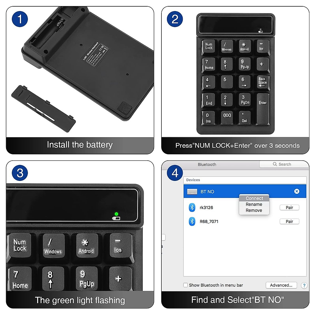 RaceGT Bluetooth Number pad, 19-Keys Wireless Numeric Keypad, Portable Mini Multi-Function Accounting Number Keypad Keyboard Extensions for Laptop/Desktop/Notebook