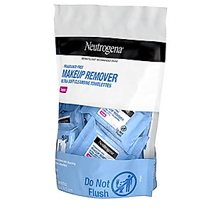 Neutrogena Fragrance-Free Makeup Remover Cleansing Towelette Singles, Individually-Wrapped Daily Face Wipes to Remove Dirt, Oil, Makeup & Waterproof Mascara for Travel & On-the-Go, 20 ct (Pack of 6)