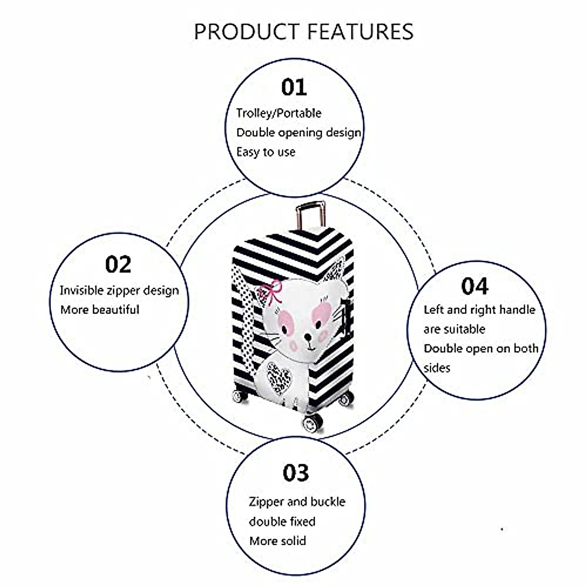 IBILIU Travel Luggage Cover Protector Cat Girl Striped Funny Animal Suitcase Cover Protectors Washable Luggage Suitcase Cover for 25-28 Inch L