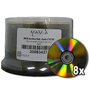 MAM-A Mitsui Gold Archive 8x DVD-R with no logo in bulk - 50 Count