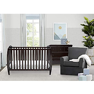 Delta Children Twinkle 4-in-1 Convertible Baby Crib, Sustainable New Zealand Wood, Dark Chocolate and Delta Children Twinkle Galaxy Dual Sided Recycled Fiber Core Crib and Toddler Mattress (Bundle)