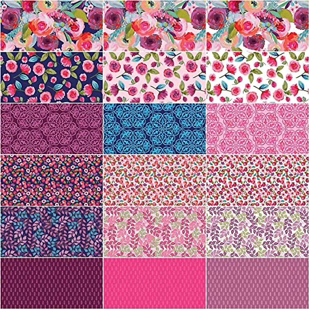 Blissful Blooms Riley Blake 5-inch Stacker by Lila Tueller, 42 Precut Fabric Quilt Squares, 5 Inches