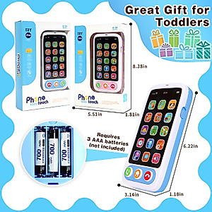 Byserten Baby Phone, Baby Cell Phone Toy with Lights & Music, 12 Months Early Learning Educational Toys, Sensory Toys for Toddlers 1 2 3 4 Year Old Kids Boys and Girls Gifts Blue