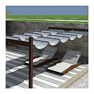 LXLIGHTS Outdoor Sun Shade Sail, Retractable Wave Pergola Cover, HDPE 95% Sun Protection Permeable Canopy for Garden Backyard Decoration Shade Net, 60 Sizes (Color : Grey, Size : 0.9x3M)