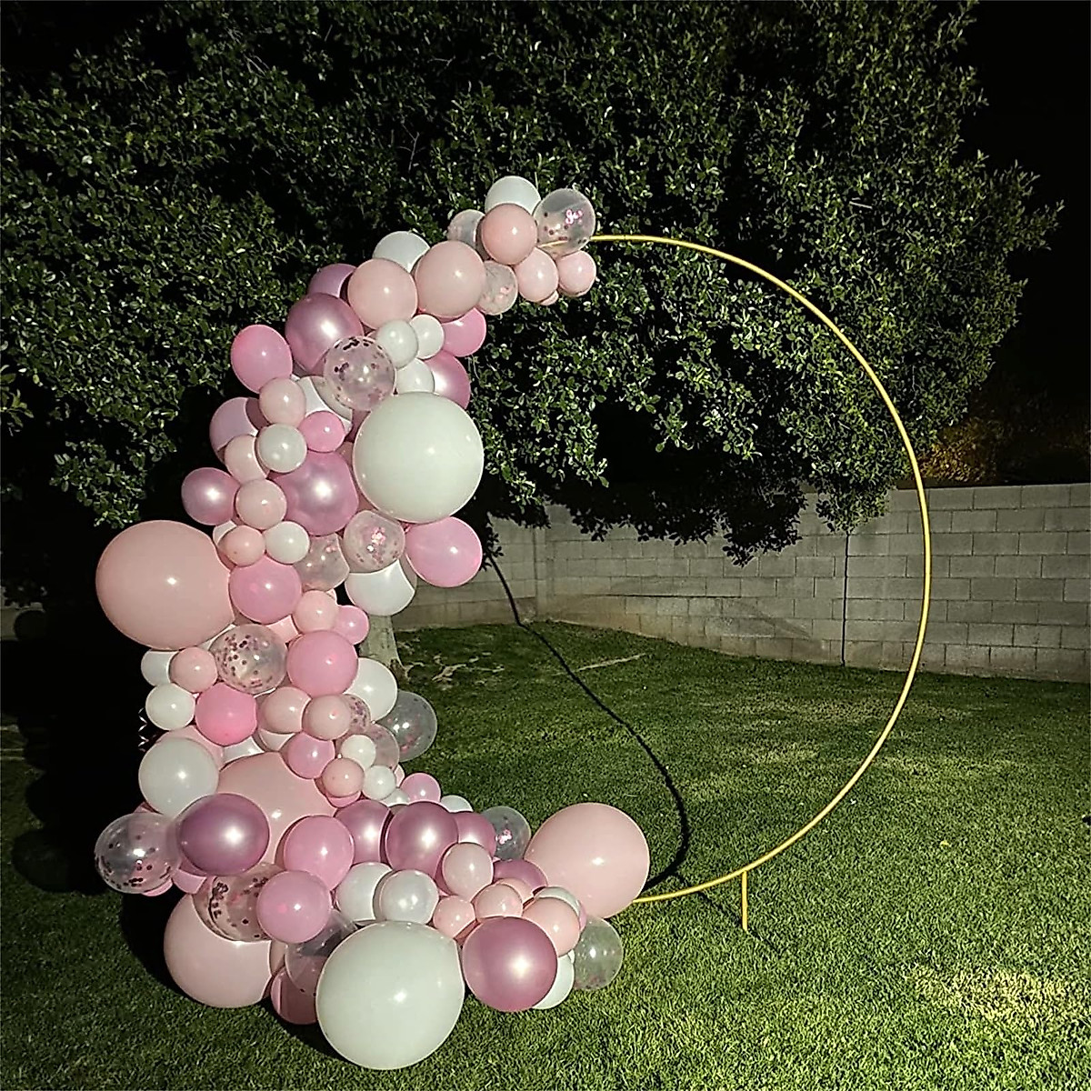Pink White Balloon Arch Garland Kit, Metallic Pink Lilac Purple White Rose Gold Confetti Latex Balloons Garland Kit for Girls Women Birthday Wedding Bridal Baby Shower Princess Theme Party Decorations
