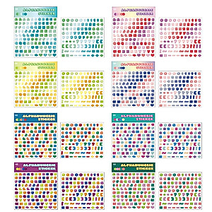 Affoto 16 Sheets Cute Letter Stickers Colorful Alphabet Letter and Number Stickers A-Z Letter Self Adhesive DIY Stickers for Arts Crafts Cards Scrapbook Home Decoration Supplies