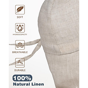 Baby Sun Hat UPF 50+ Adjustable Linen Breathable Infant Quick Drying Summer Beach Hat with Neck Flap Swim Hat for Baby Boys Girls Beige