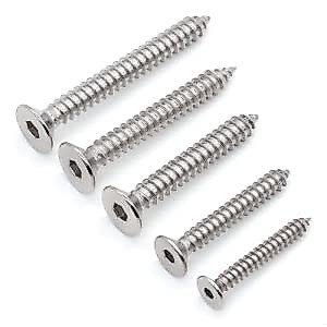 Glvaner (30 pcs) M6 x 25mm Flat Head Socket Cap Self Tapping Screws Wood Screws 304 Stainless Steel 18-8 Full Thread Coverage Sheet Metal Screw