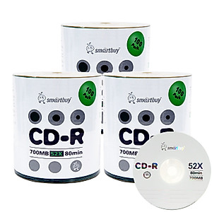 Smartbuy 300-disc 700mb/80min 52x CD-R Logo Top Blank Data Recordable Media Disc