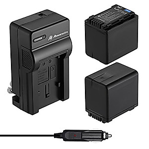 Powerextra 2 Pack Replacement Batteries and Charger for Panasonic VW-VBT380 and Panasonic HC-V250, HC-V380, HC-V510, HC-V520, HC-V710, HC-V720, HC-V750, HC-V770, HC-VX870, HC-VX981K, HC-WXF991K