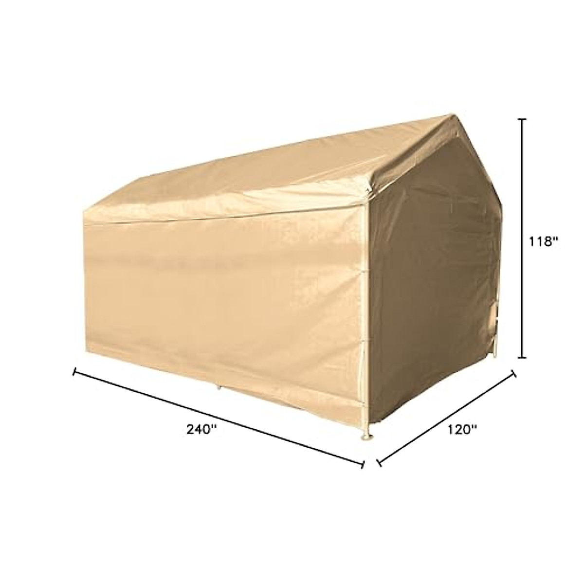 10'x20' Tan Canopy Carport Cover Set with Valanced Top All 4-Side Walls and Top (5 Pcs Tarps Set, No Frame)