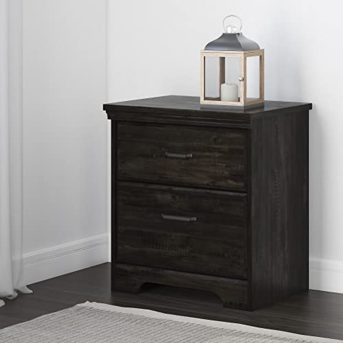 South Shore Versa 2-Drawer Nightstand, Rubbed Black 23 in x 17.75 in x 25.25 in