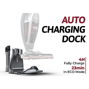 Roomie Tec SlimVac Upright Cordless Vacuum Cleaner for Home, Lightweight and Portable, 2 Power Settings, 6 LED Headlights, and Auto Recharge