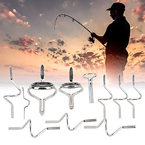 Fishing Rod Guides Fishing Rod Repair Kit Fishing Pole Eyes Replacement Kit Baitcasting/Spinning Rod Guides Stainless Steel Guides Fishing Rod Tips Fishing Rod Eyelets Frames Fly Rod Set