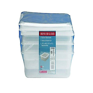 Cambro Set, 6.3 QT, 3 Pack, Translucent Food Pans and Seal Covers, 1/2 Size, 4 Inch Deep