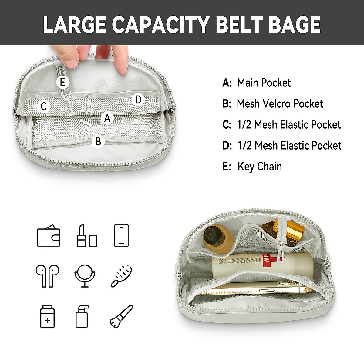 Mum's Memory Fanny Packs for Women Men, Crossbody Fanny Pack, Waterproof Everywhere Belt Bag with Adjustable Strap, Fashion Waist Pack for Traveling (Light grey)