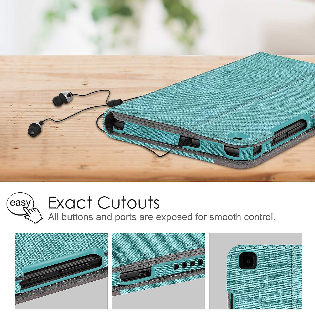 Fintie Case for Samsung Galaxy Tab A 8.0 2019 Without S Pen Model (SM-T290 Wi-Fi, SM-T295 LTE), [Corner Protection] Multi-Angle Viewing Stand Cover with Pocket, Turquoise/Brown