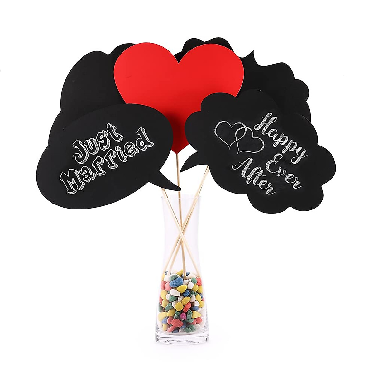 Large Blank Photo Booth Props Signs, 11pcs Large Writable Chalkboard Photo Booth Props with Chalk and Sticks, Blank Signs Props by Tvorvik, Perfect for Wedding Party, Birthday Party, Party Events