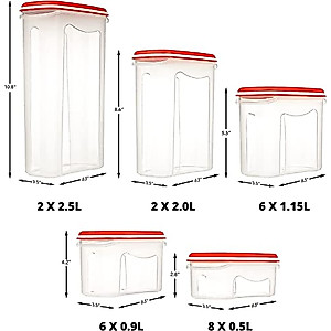 LARGEST Set of 60Pc Airtight Food Storage Containers (30 Container Set) Airtight Plastic Dry Food Space Saver Organizer, One Lid Fits All -Stackable Freezer Refrigerator kitchen Storage Containers RED
