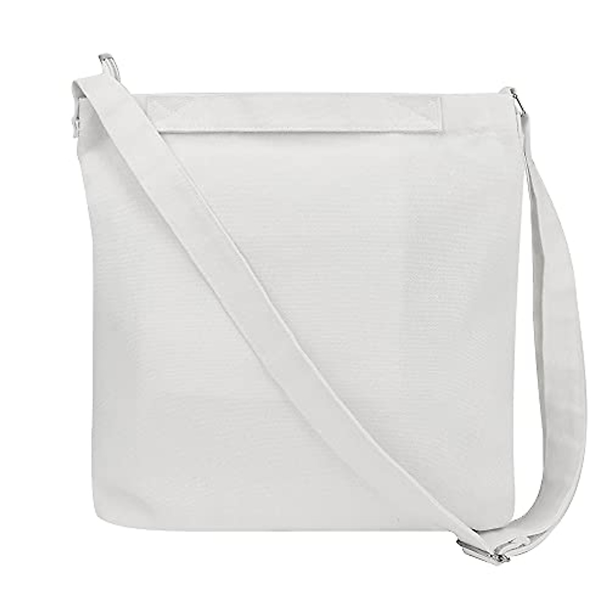 Muka Canvas Shoulder Bag with Zipper, White Hobo Crossbody Handbag Casual Tote