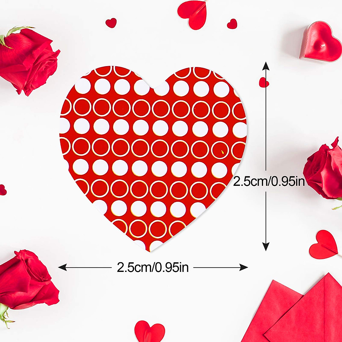Konsait 500 Pieces Valentine’s Day Heart Stickers, Red Heart Happy Valentines Day Roll Stickers, Sweet Love Decoration Stickers for Valentine’s Day Wedding Gifts Scrapbooking Cards Envelopes